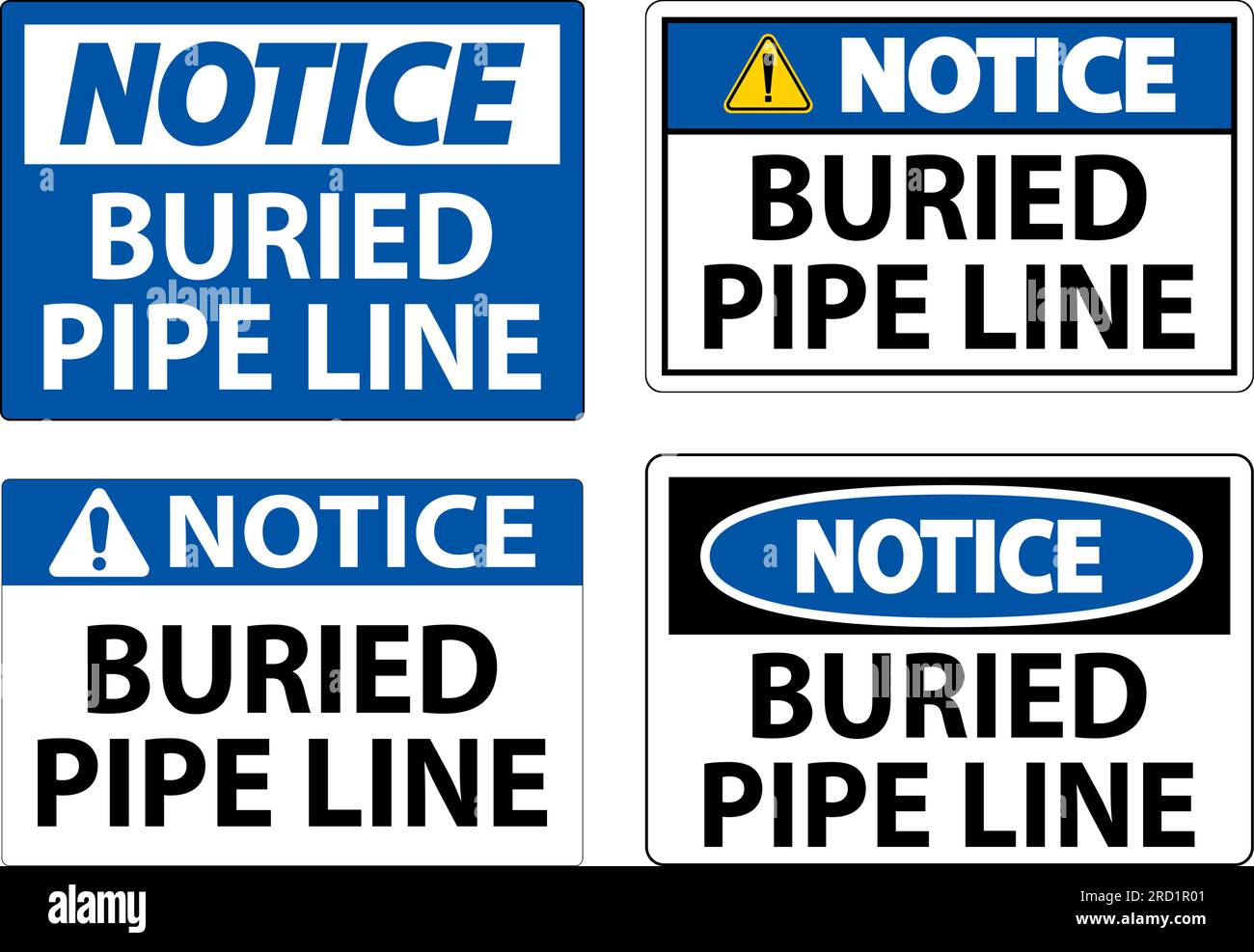 Notice Sign Buried Pipe Line On White Background Stock Vector Image ...