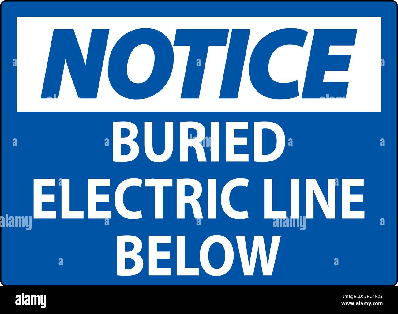 Notice Sign Buried Electric Line Below On White Background Stock Vector ...