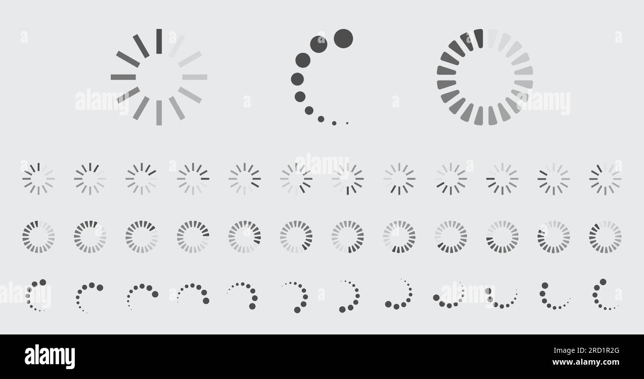 Circular Loading Buffering Icons Vector Set Video Ready for Animation Gif All Keyframes Frames ...