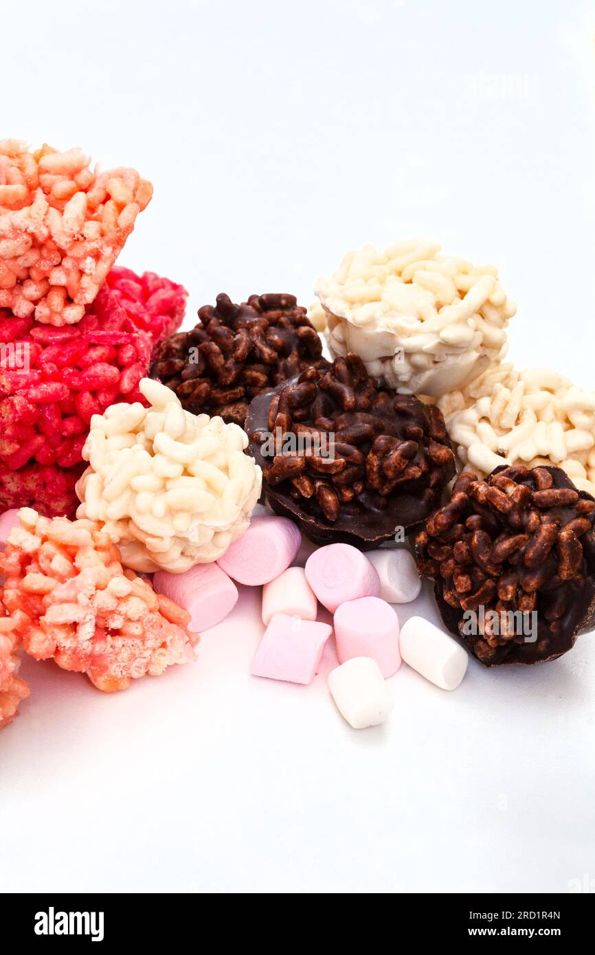 Puffed rice treats, delicious chocolate and marshmallow crispy rice ...