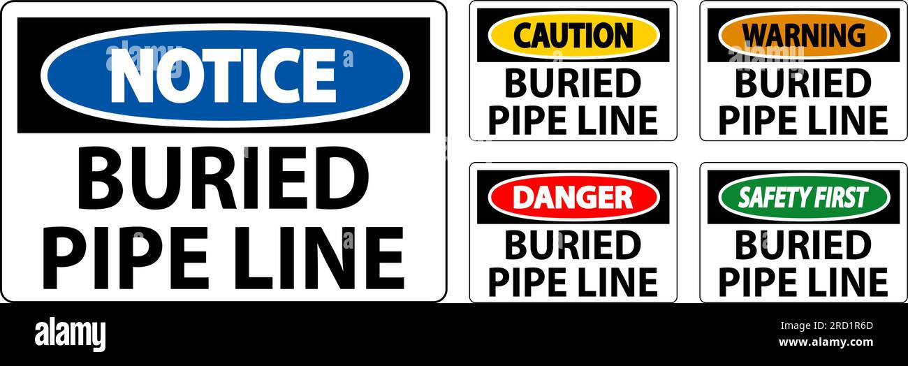 Caution Sign Buried Pipe Line On White Background Stock Vector Image ...