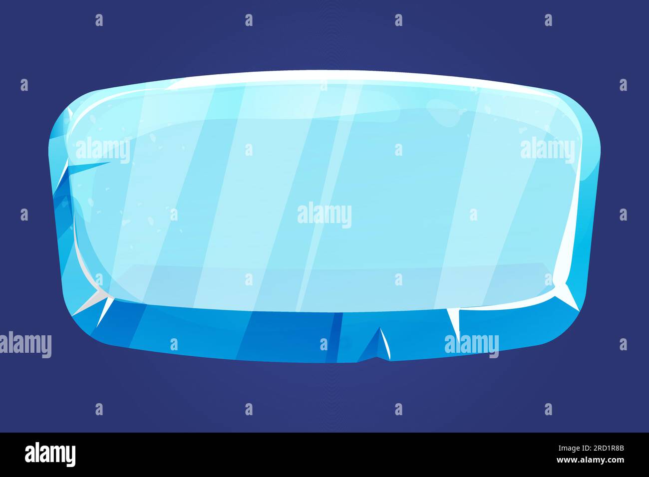 Ice button, frozen frame, level menu in cartoon style isolated on white ...