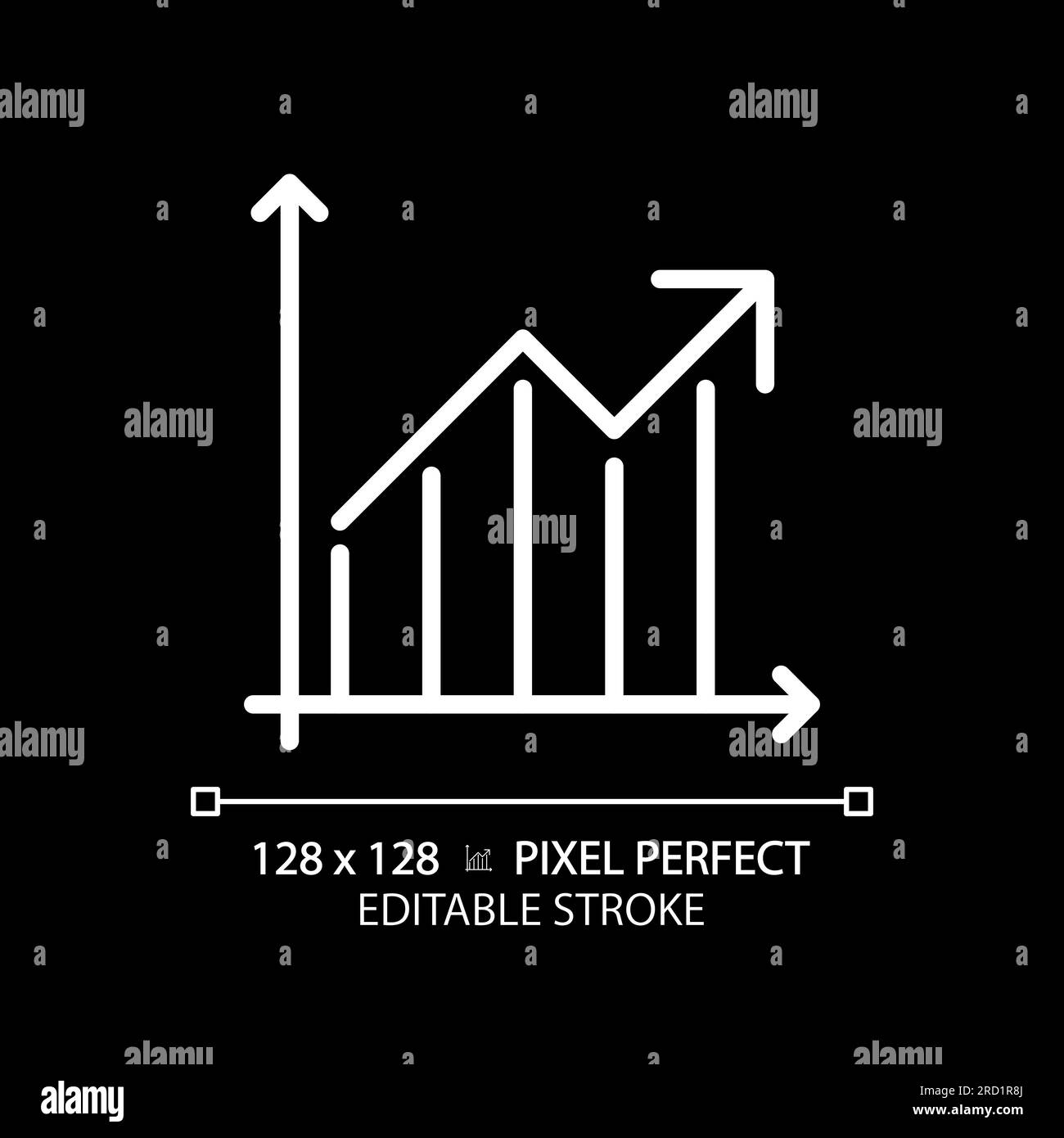 Growth diagram white linear icon for dark theme Stock Vector Image ...