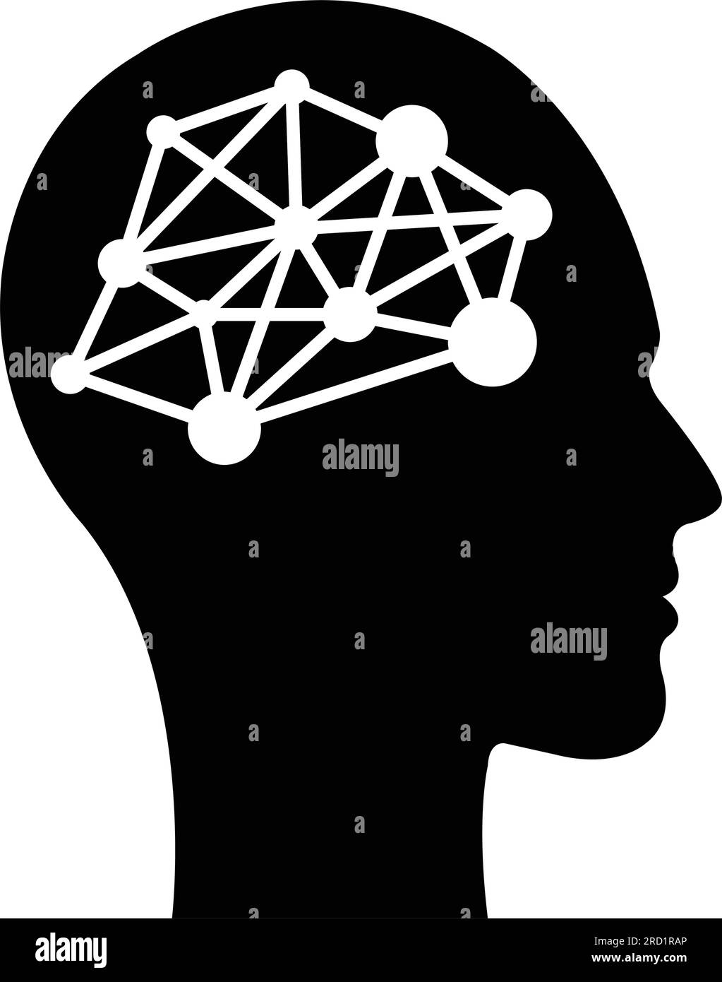 AI, Artificial intelligence icon of human face with a digital chip on brain for computer and ...