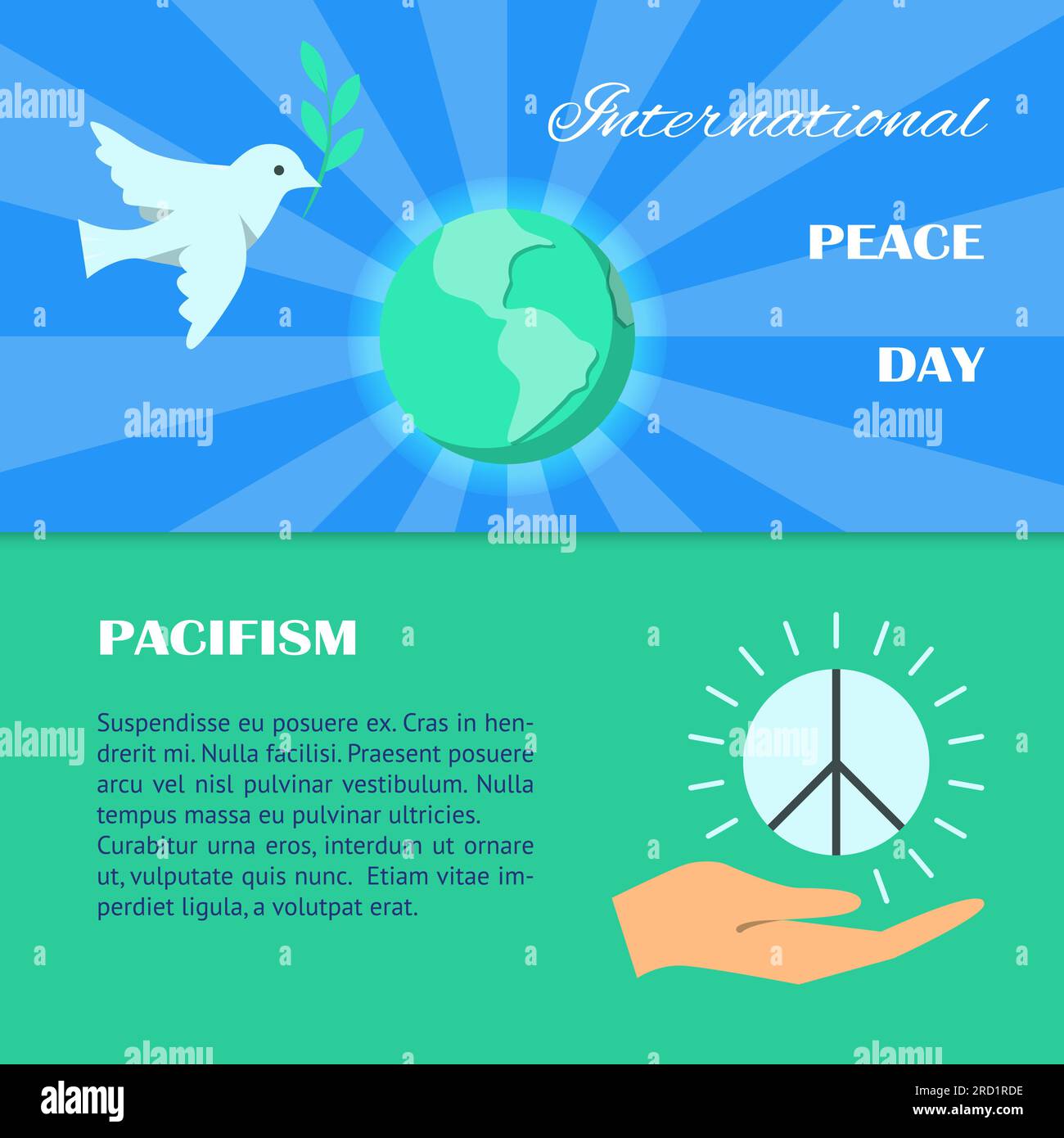 International peace day poster template with place for text. Dove and ...