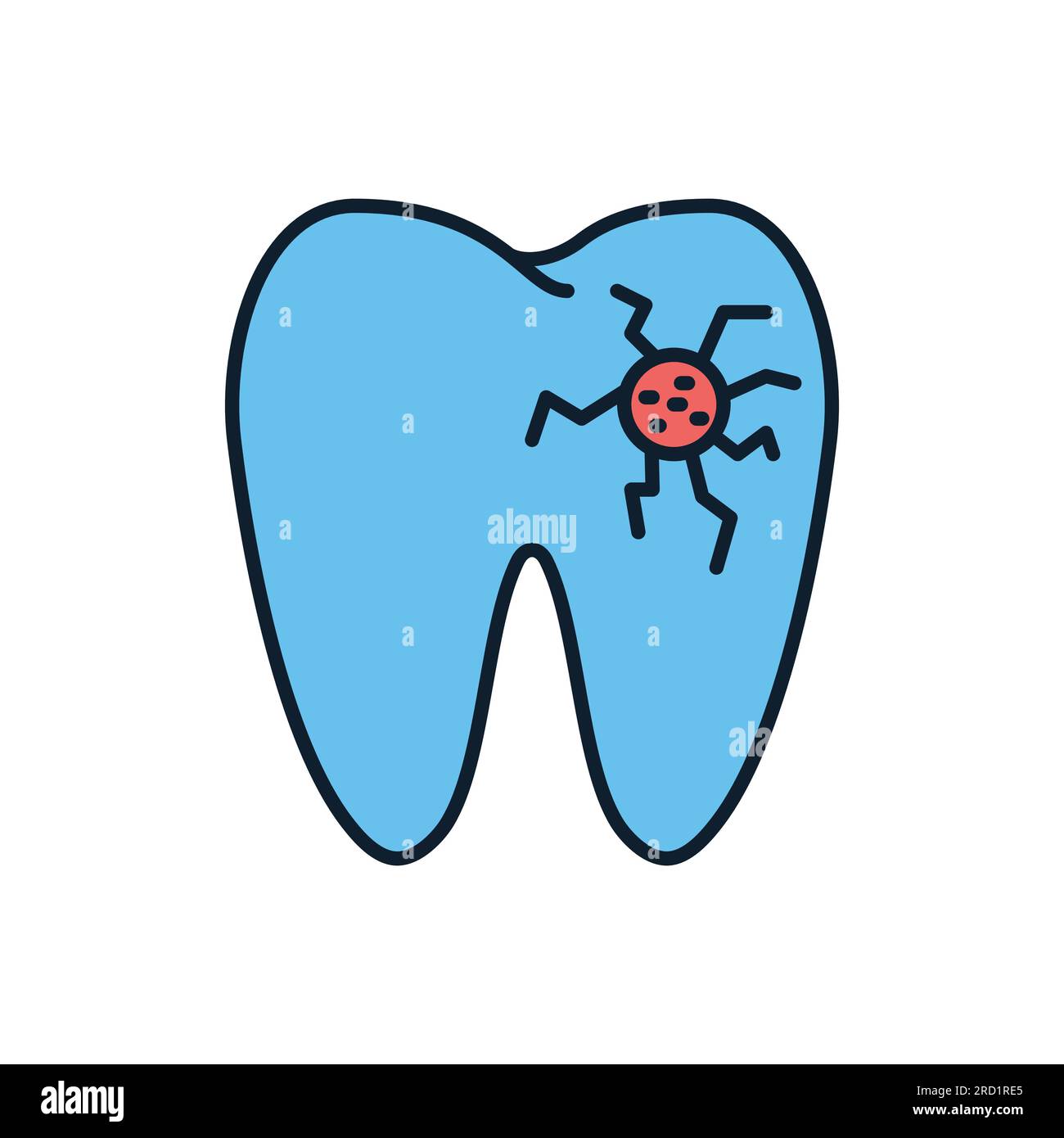 Caries Related Vector Icon. Caries sign. Tooth icon with lesion ...