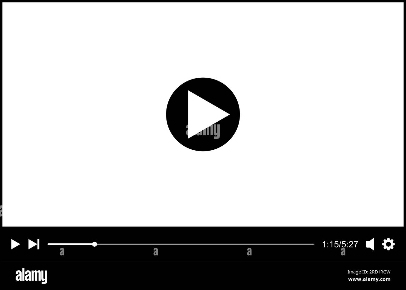 Video player template. Online movie layout with play button on screen and loading slider bar ...