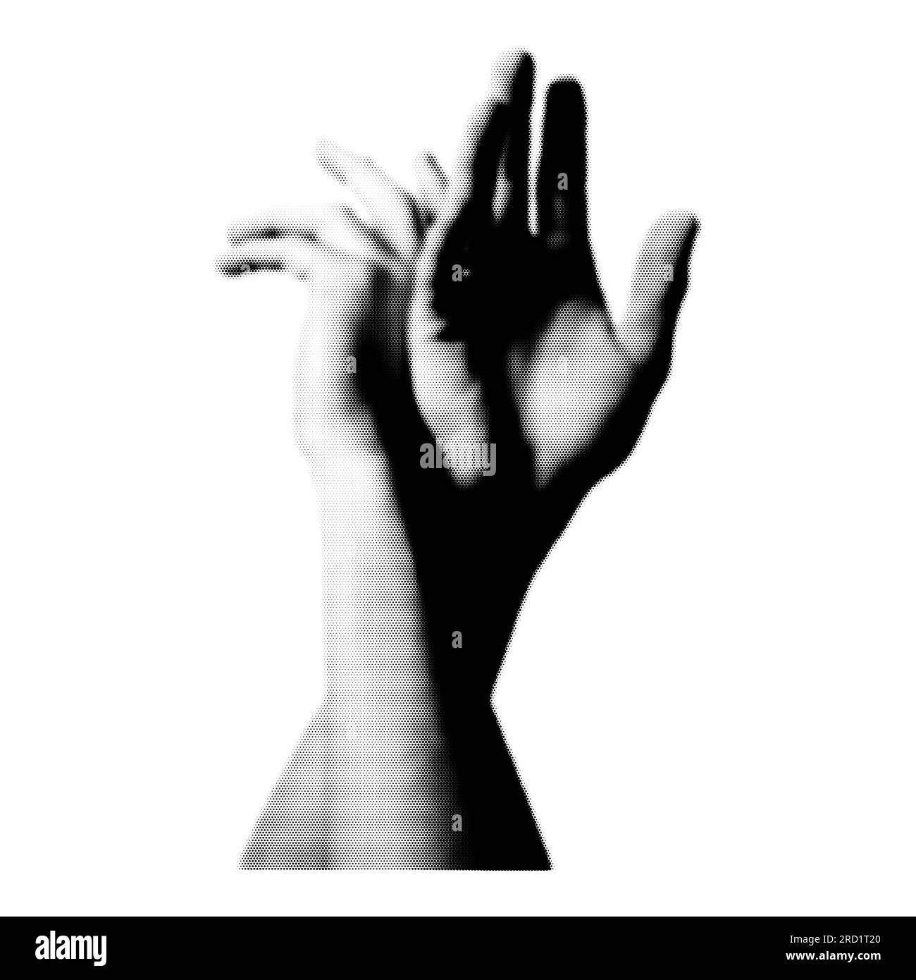 Halftone human hand. Collage design element in trendy magazine style ...