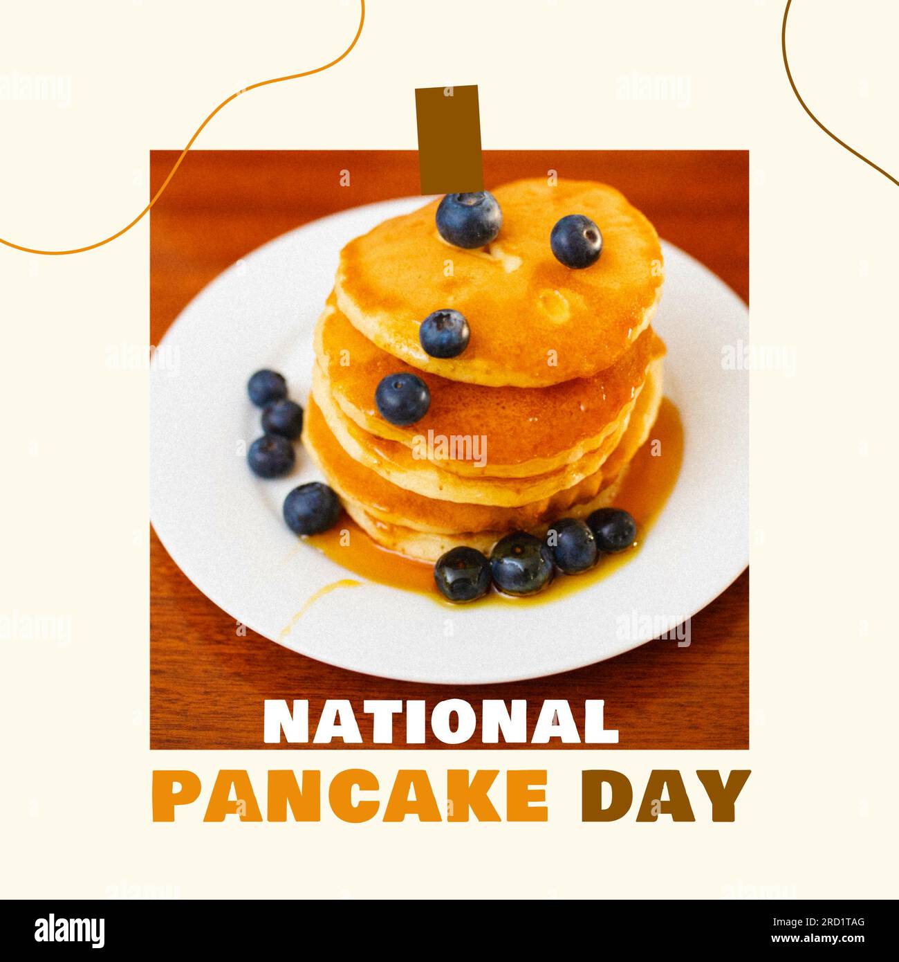 National pancake day text in white and brown with pancake stack on ...
