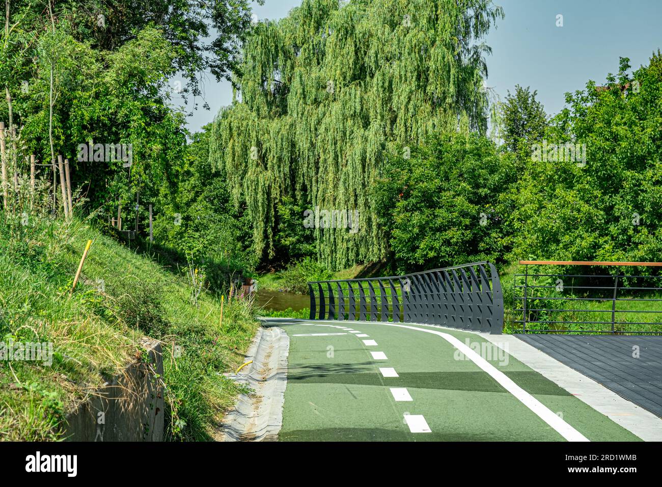 New cyclist paths built in the modern city for ecological bicycle ...