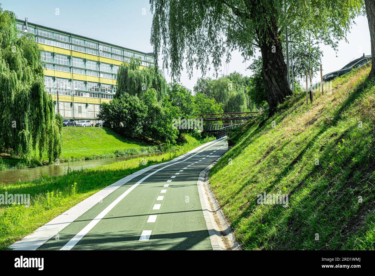 New cyclist paths built in the modern city for ecological bicycle ...