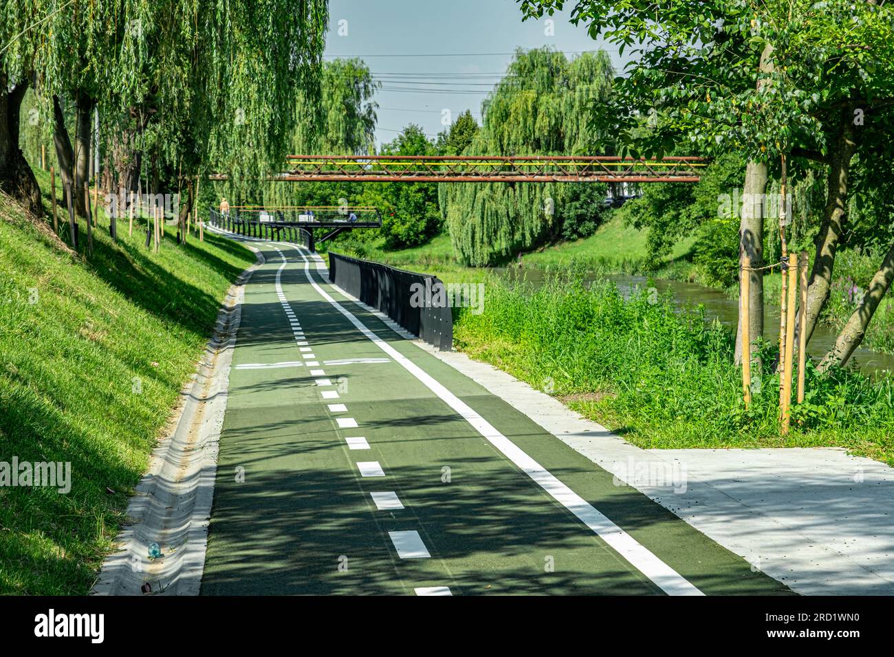 New cyclist paths built in the modern city for ecological bicycle ...
