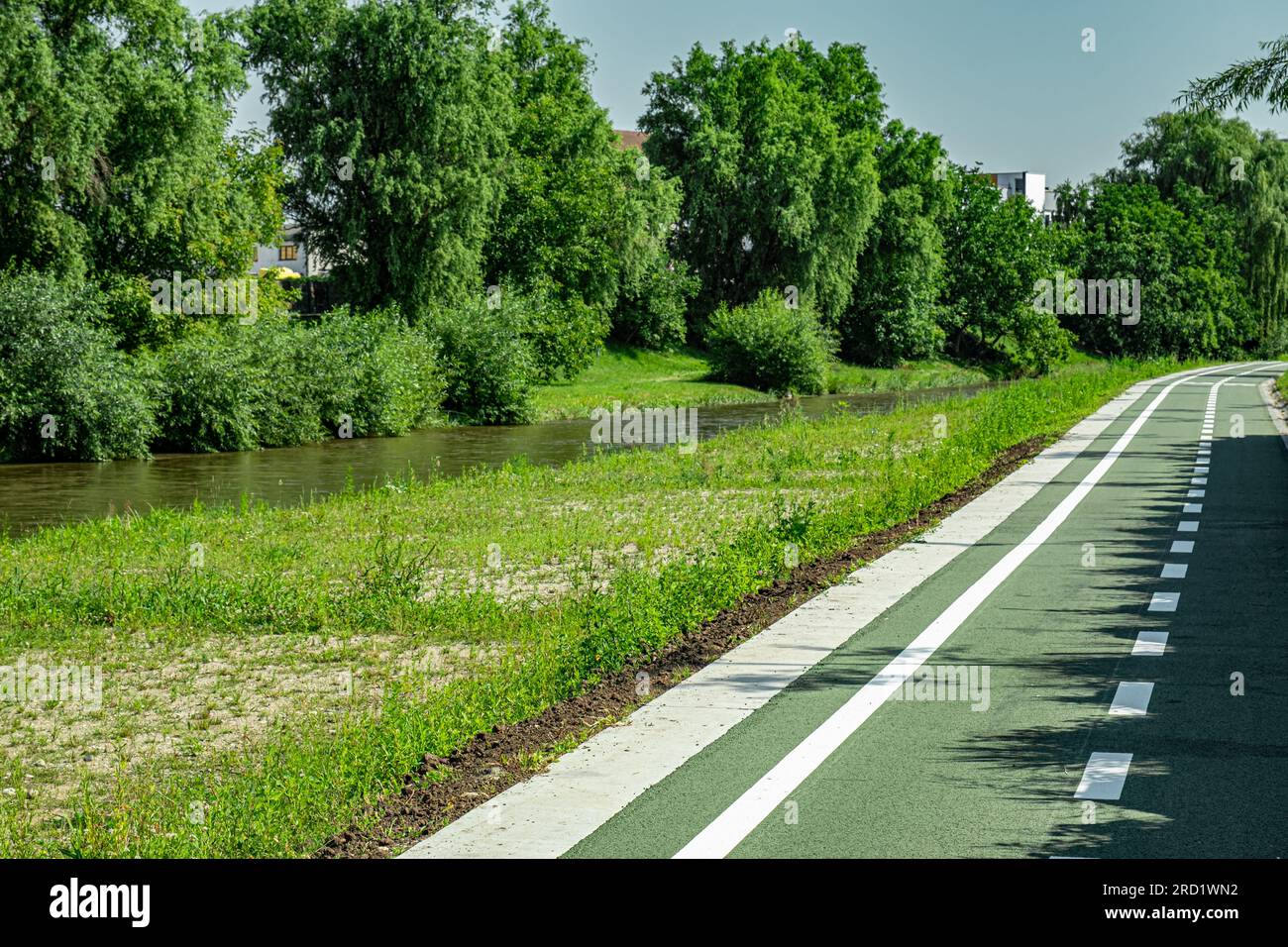 New cyclist paths built in the modern city for ecological bicycle ...