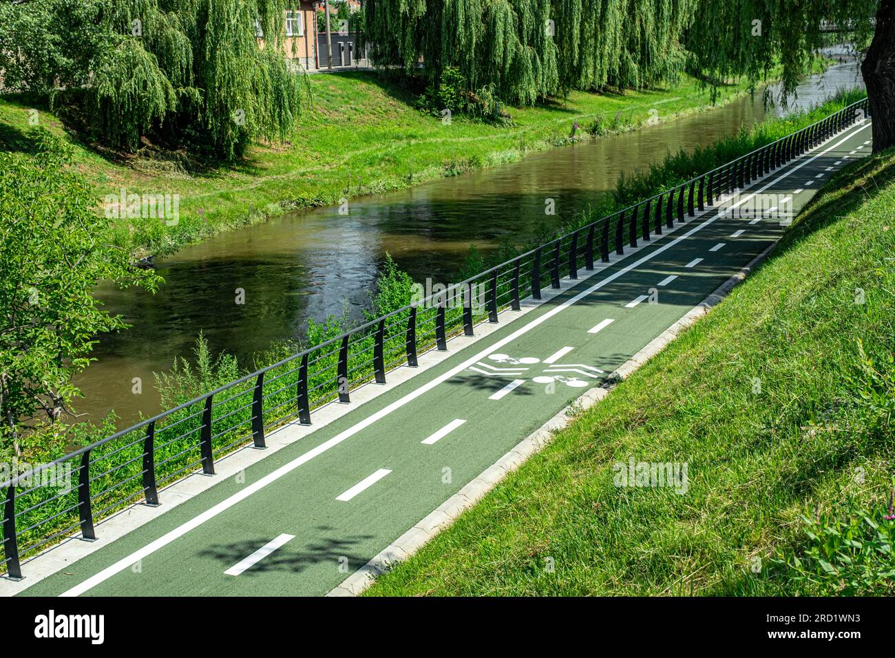 New cyclist paths built in the modern city for ecological bicycle ...