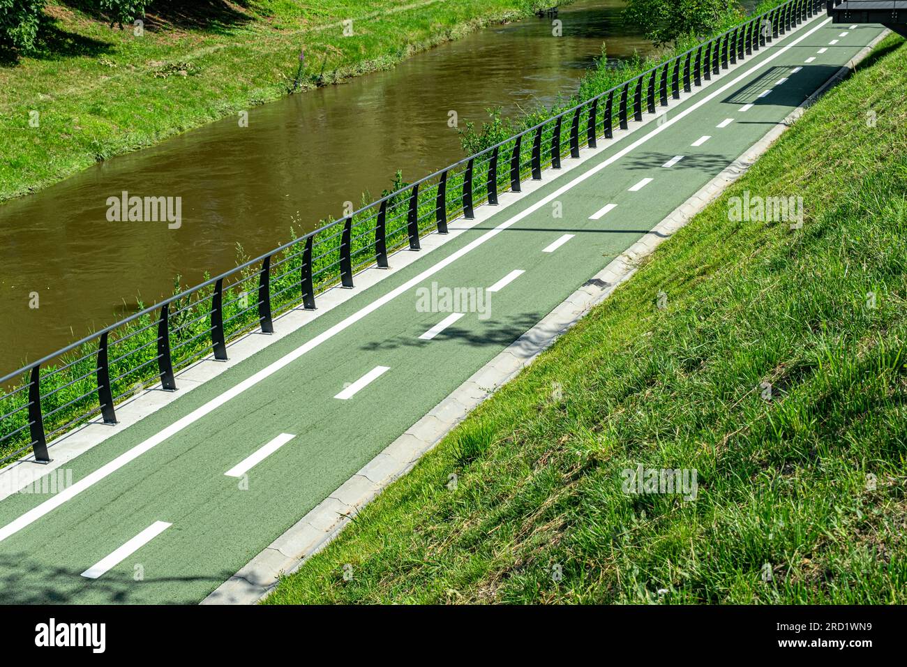New cyclist paths built in the modern city for ecological bicycle ...