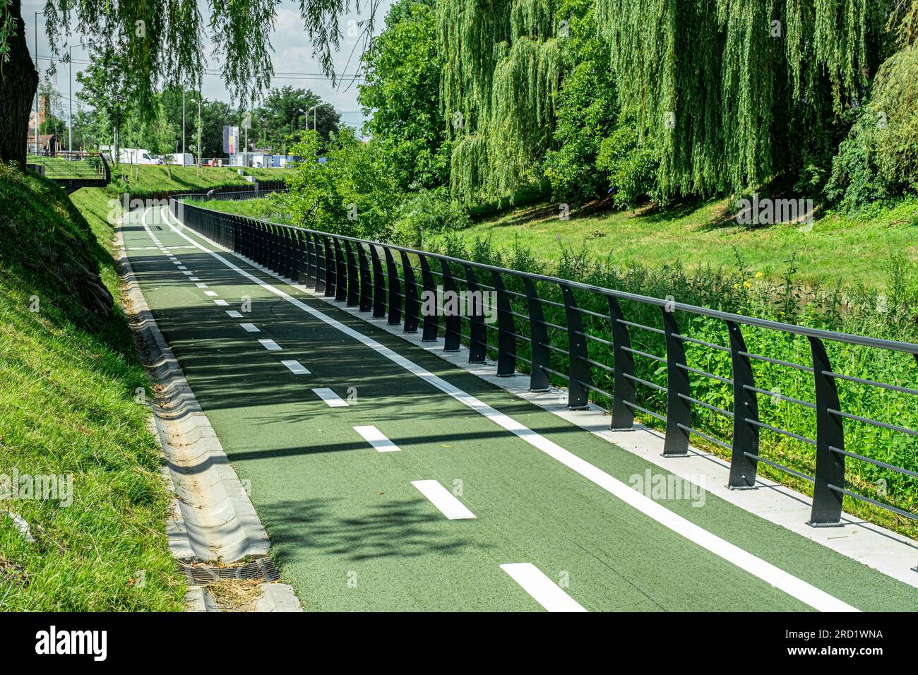 New cyclist paths built in the modern city for ecological bicycle ...