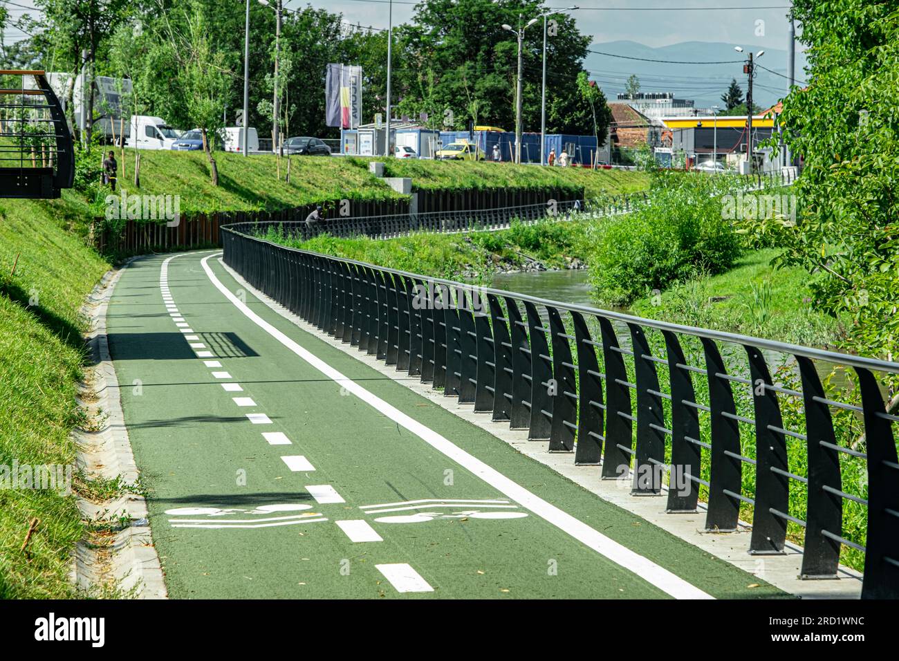 New cyclist paths built in the modern city for ecological bicycle ...