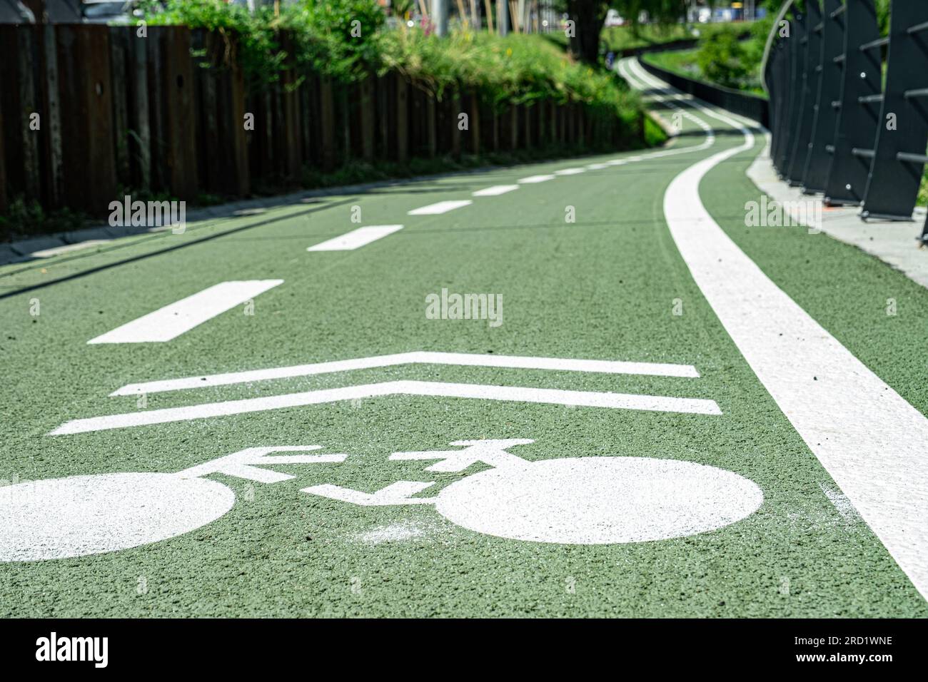 New cyclist paths built in the modern city for ecological bicycle ...