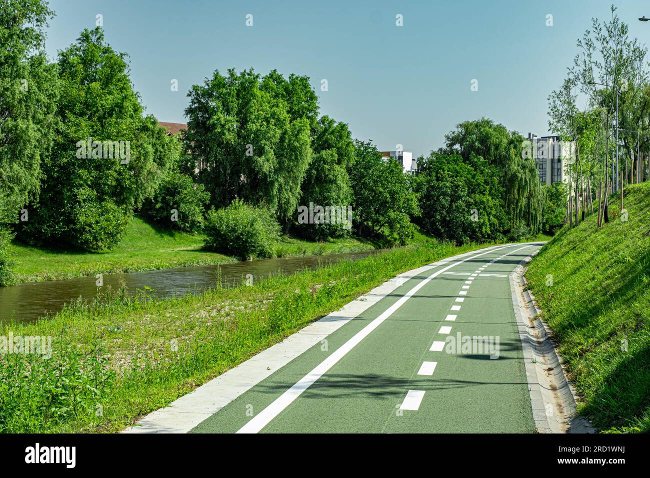New cyclist paths built in the modern city for ecological bicycle ...