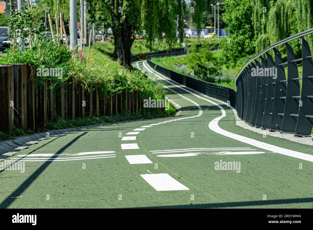 New cyclist paths built in the modern city for ecological bicycle ...
