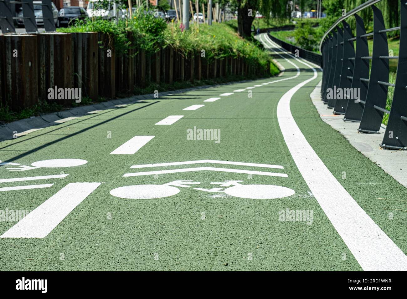 New cyclist paths built in the modern city for ecological bicycle ...