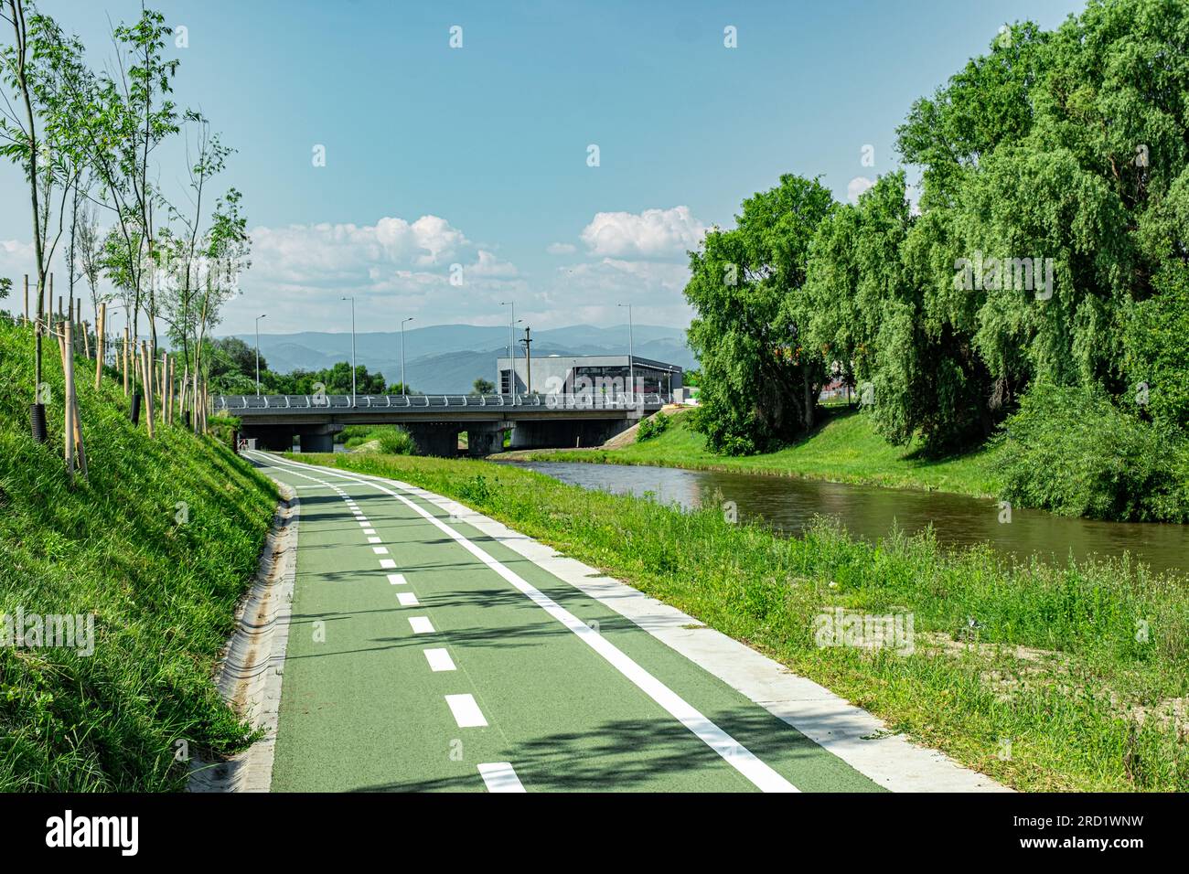New cyclist paths built in the modern city for ecological bicycle ...