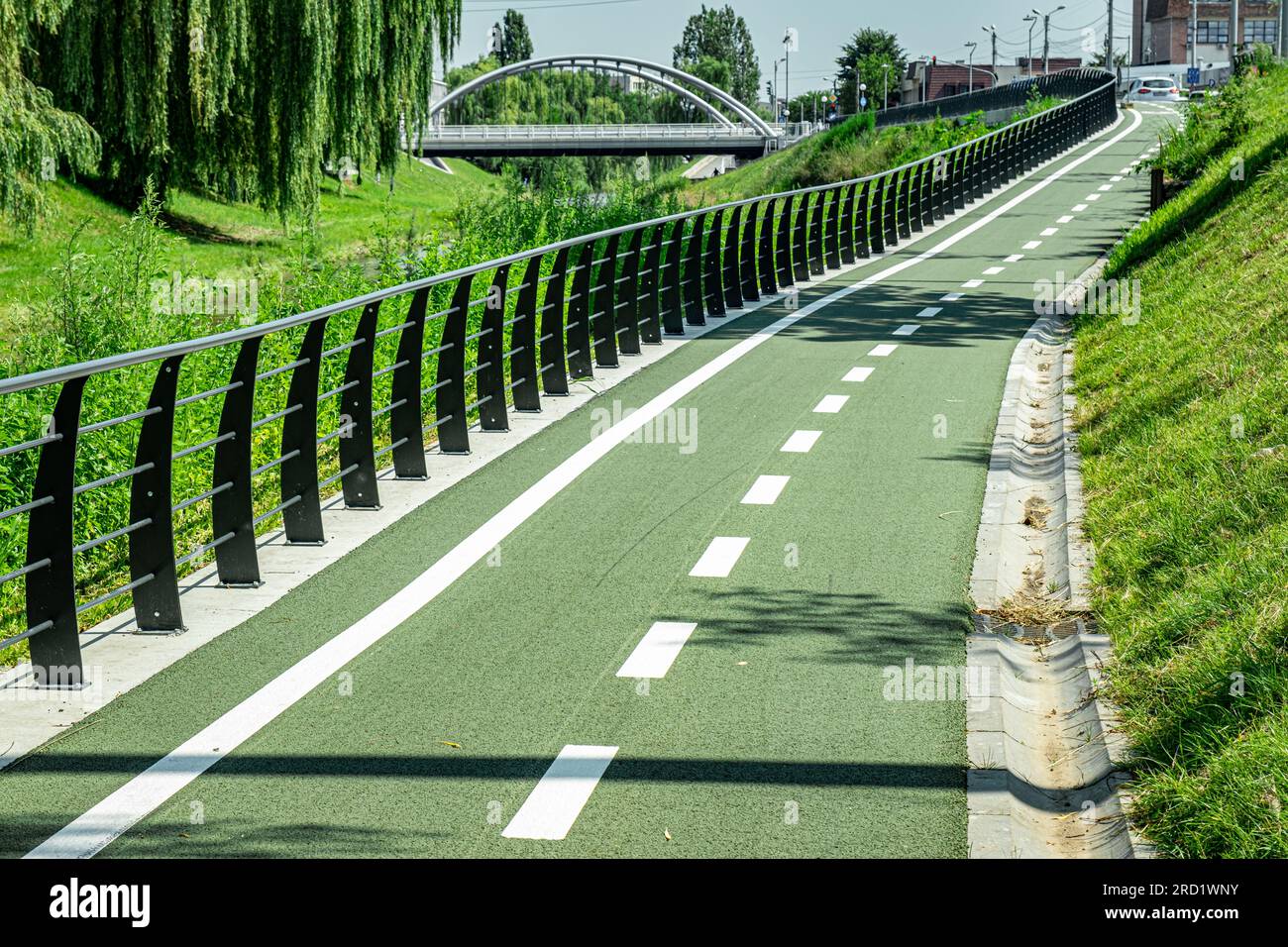 New cyclist paths built in the modern city for ecological bicycle ...