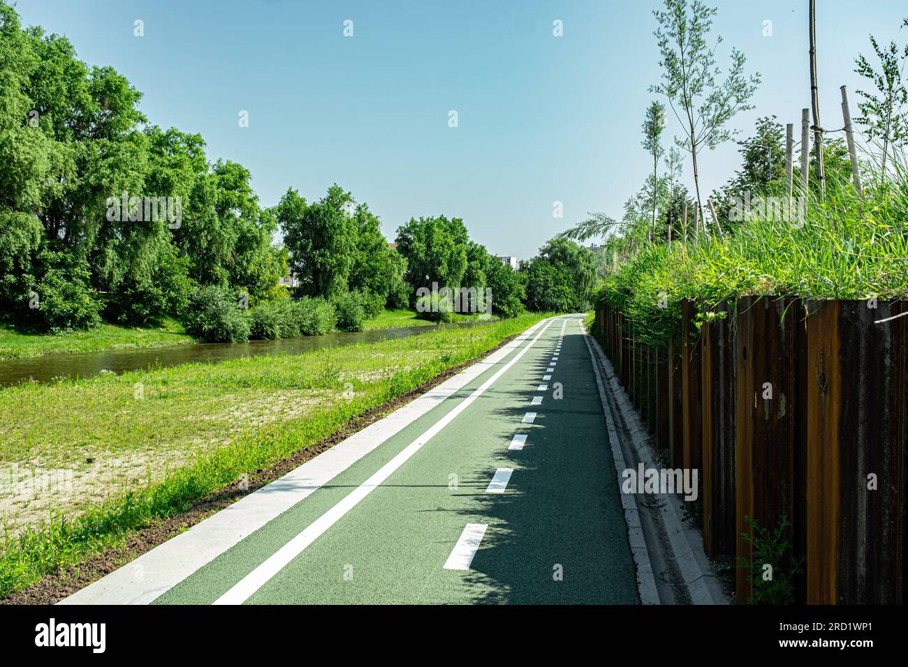 New cyclist paths built in the modern city for ecological bicycle ...