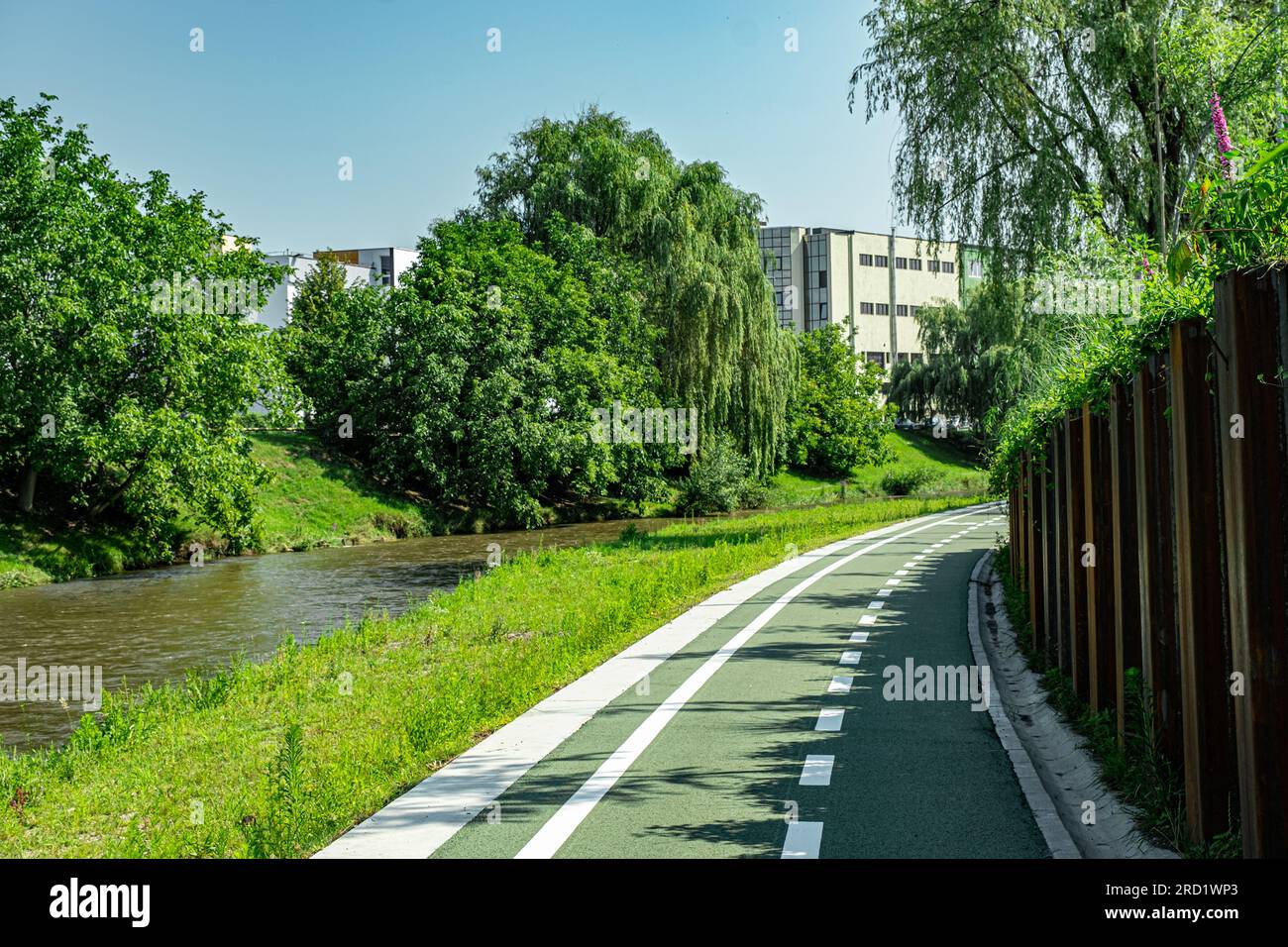 New cyclist paths built in the modern city for ecological bicycle ...