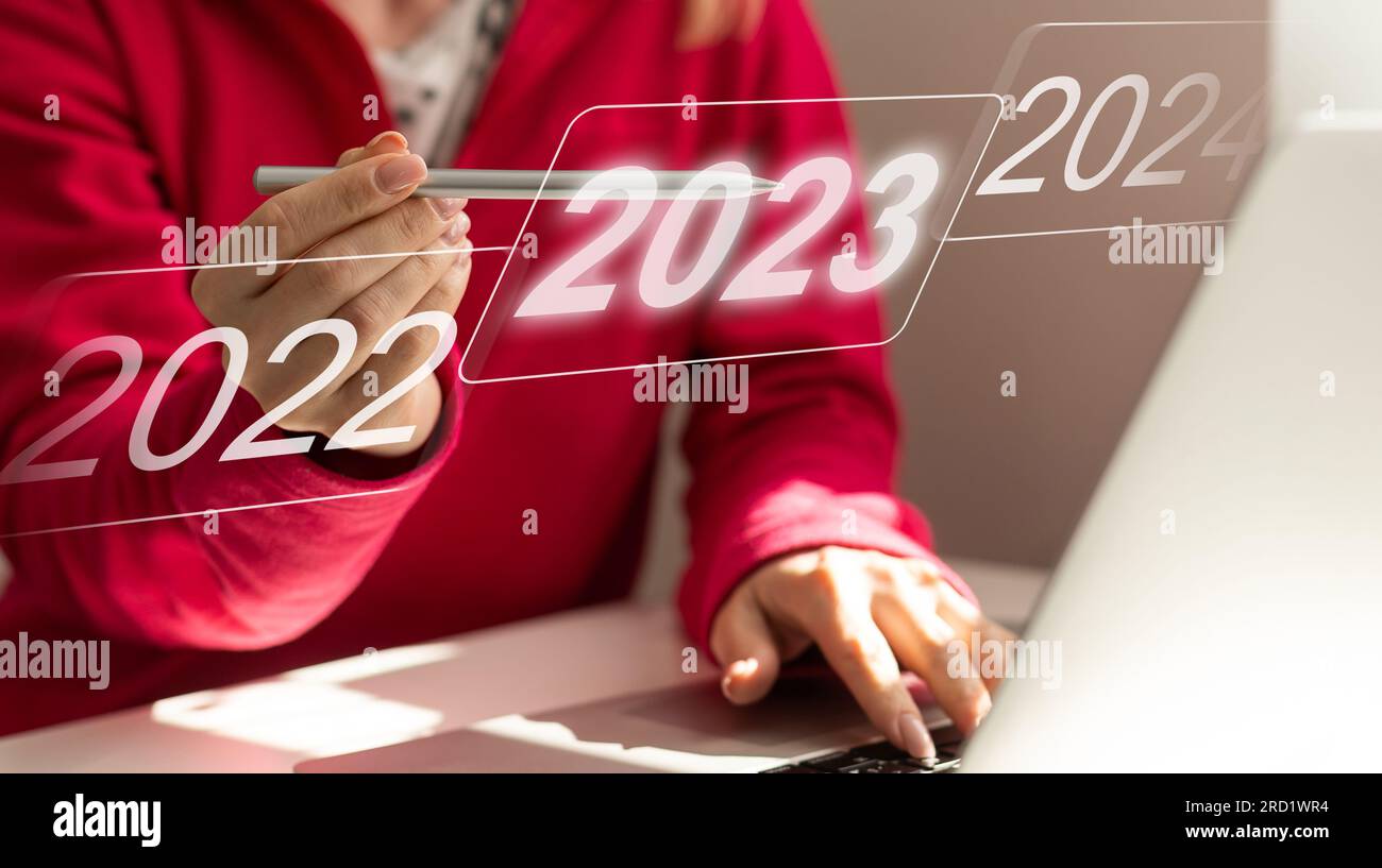 businessman touch graph analysis goals 2024 virtual screen. Business ...