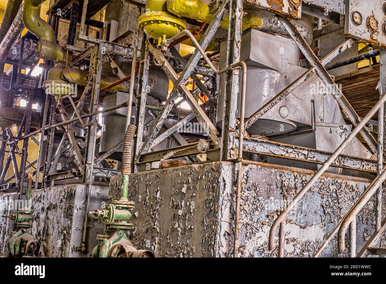 Abandoned ruined industrial warehouse or factory building inside Stock ...