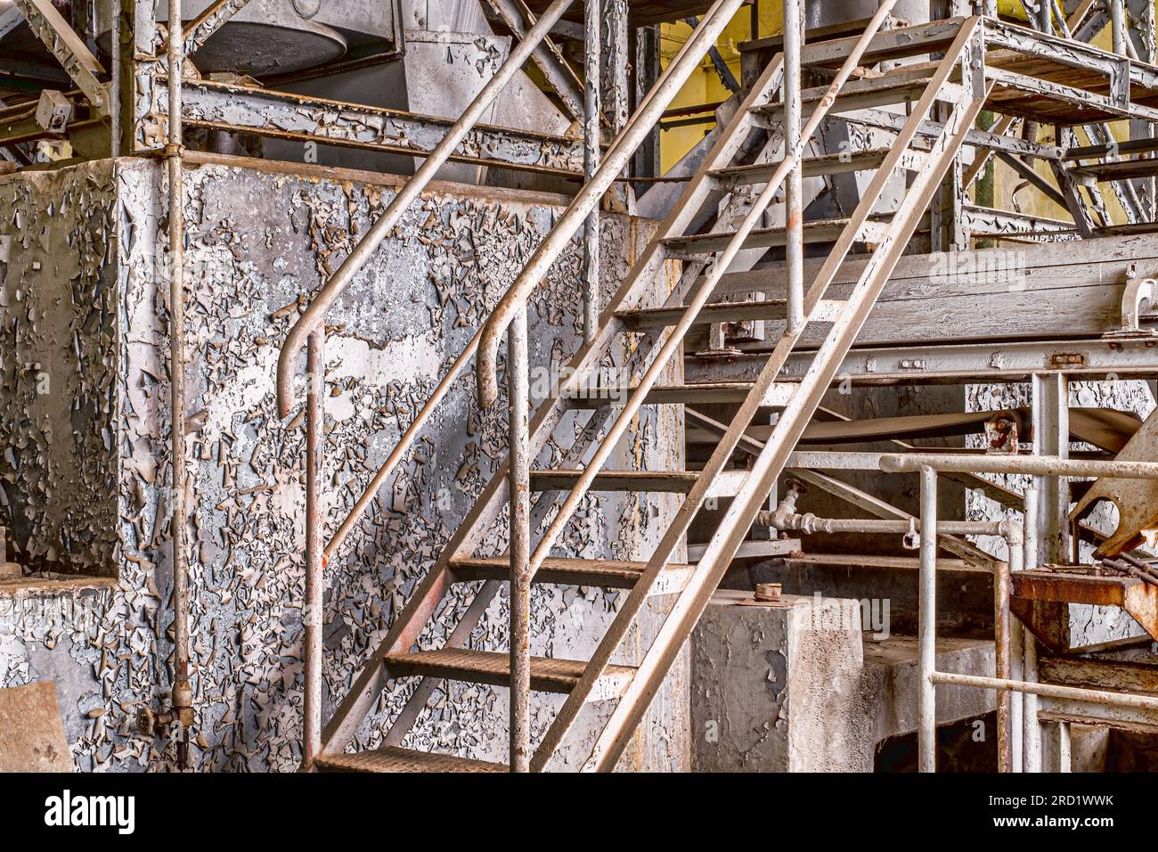 Abandoned ruined industrial warehouse or factory building inside Stock ...