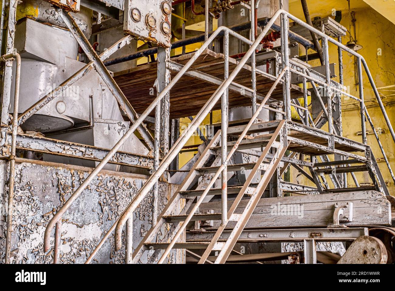 Abandoned ruined industrial warehouse or factory building inside Stock ...