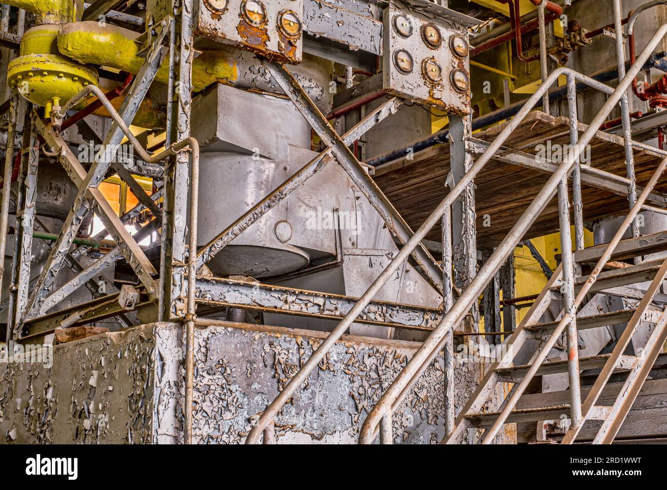 Abandoned ruined industrial warehouse or factory building inside Stock ...