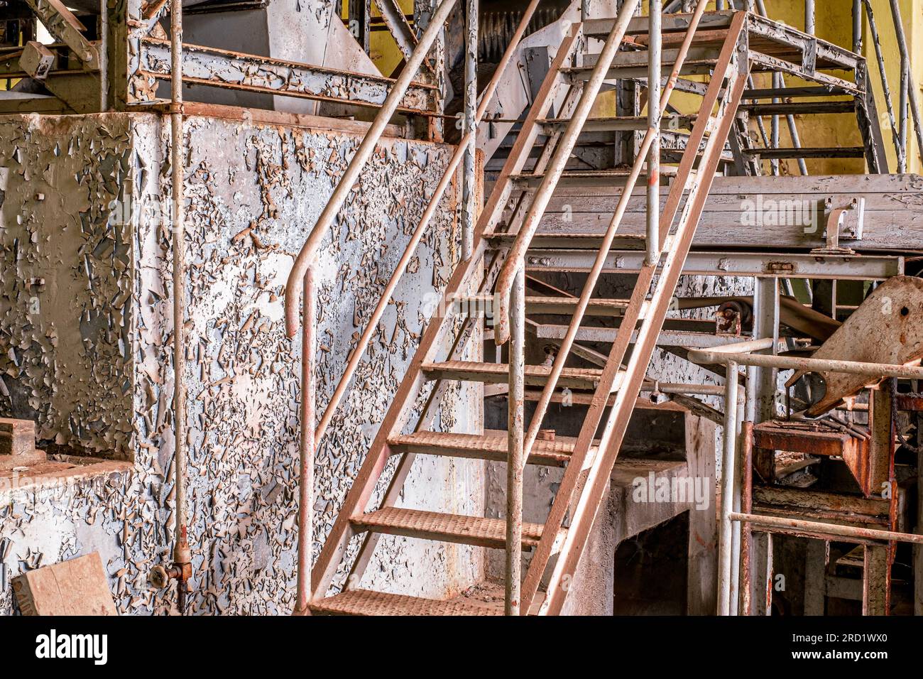 Abandoned ruined industrial warehouse or factory building inside Stock ...