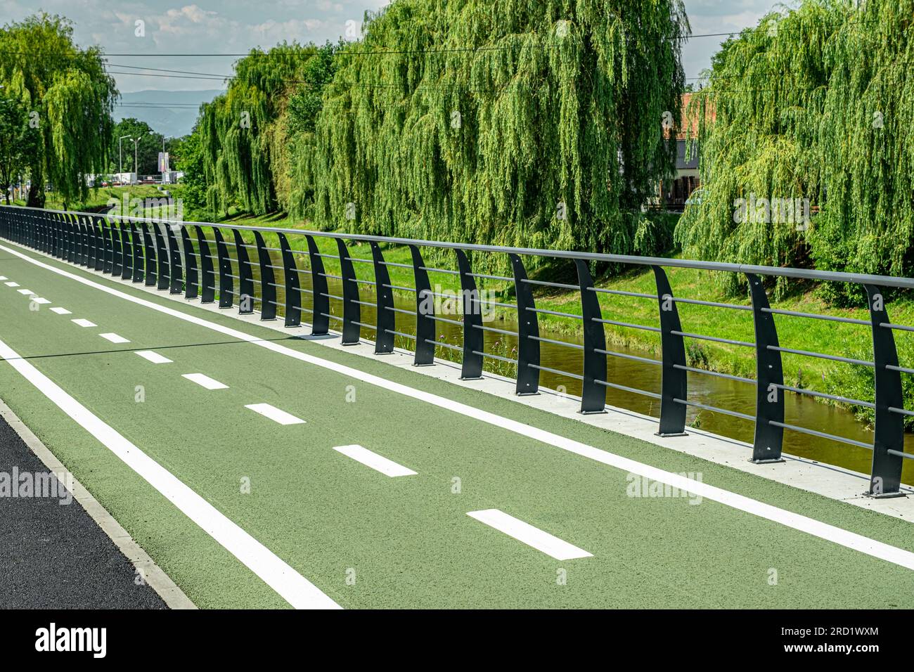 New cyclist paths built in the modern city for ecological bicycle ...