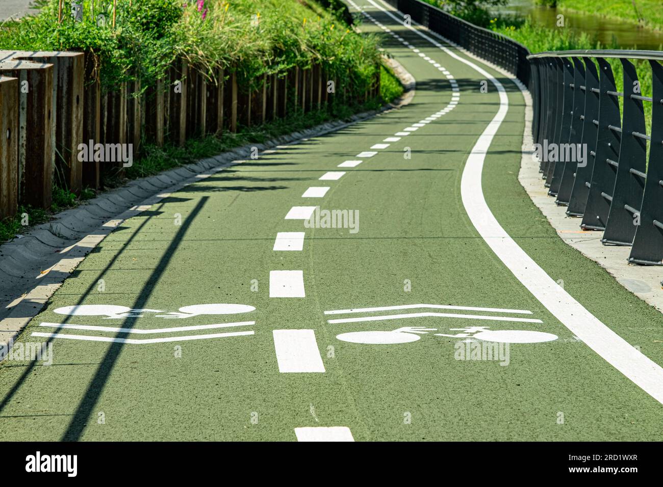 New cyclist paths built in the modern city for ecological bicycle ...