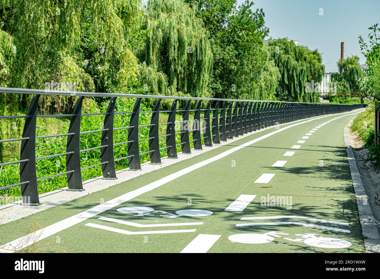 New cyclist paths built in the modern city for ecological bicycle ...