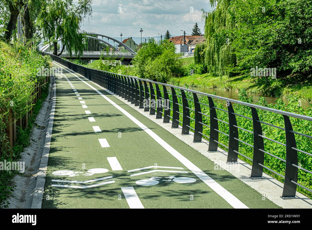 New cyclist paths built in the modern city for ecological bicycle ...