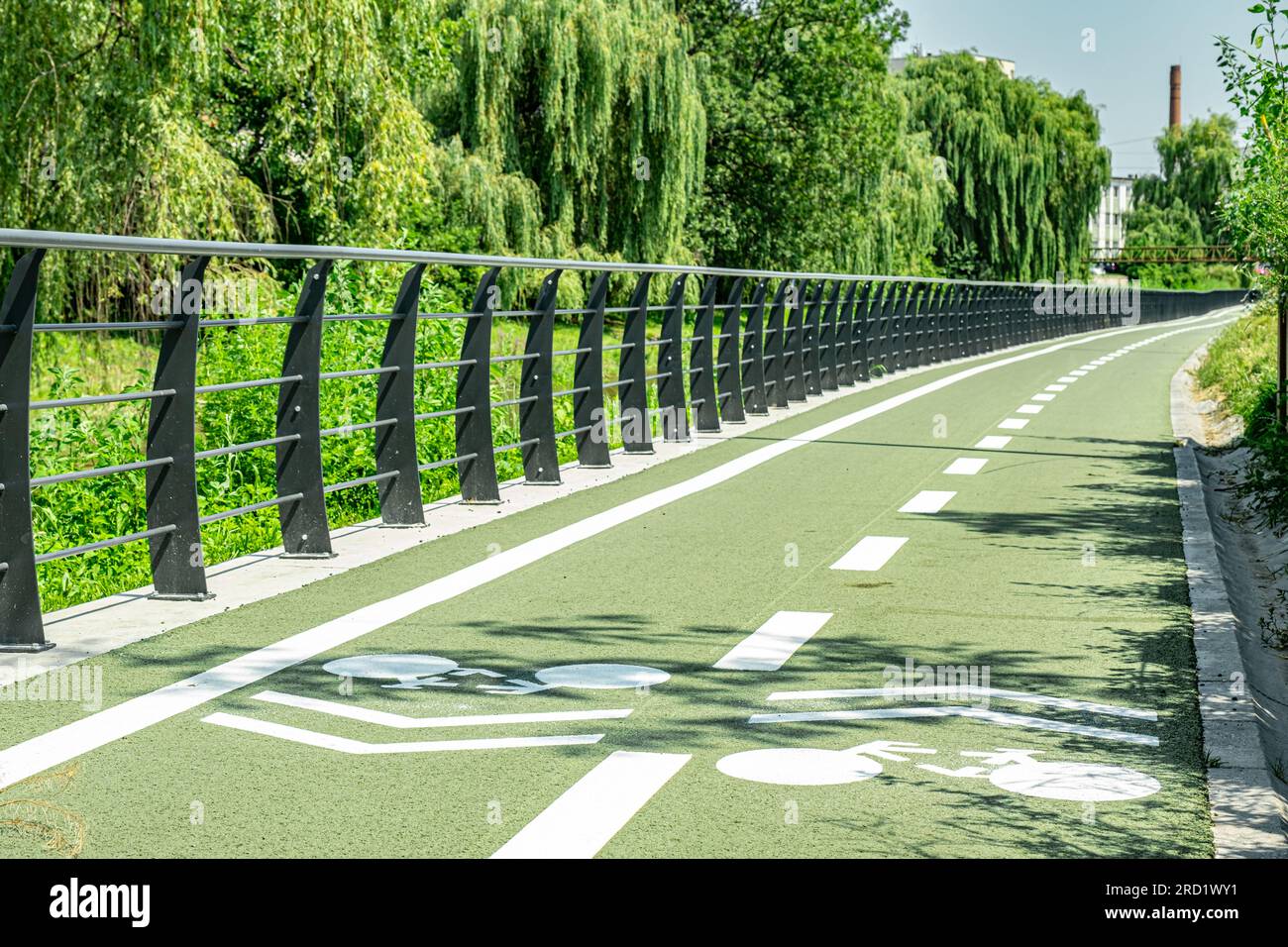 New cyclist paths built in the modern city for ecological bicycle ...