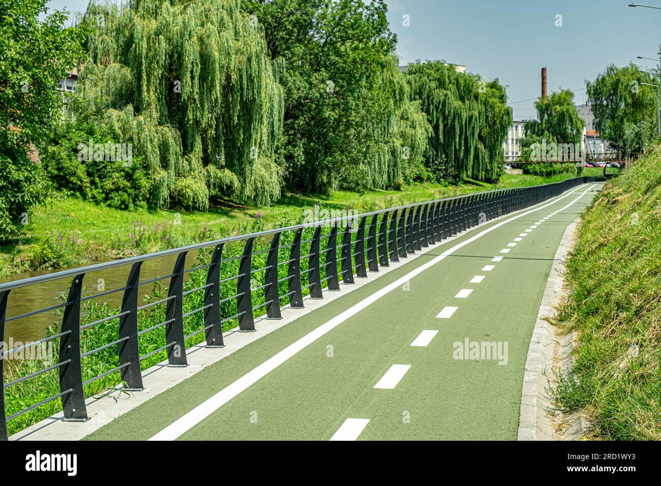 New cyclist paths built in the modern city for ecological bicycle ...