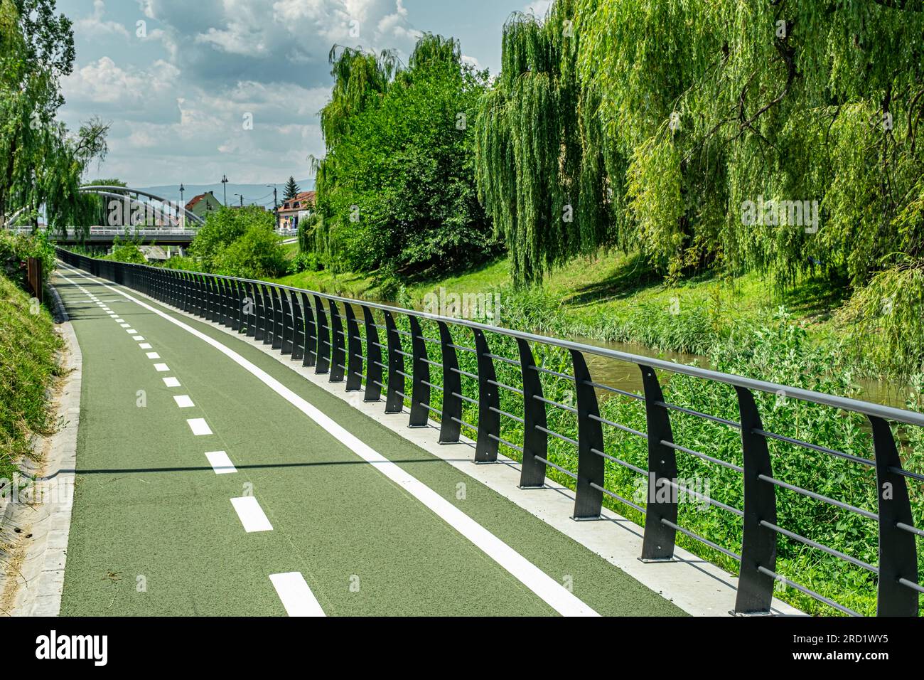 New cyclist paths built in the modern city for ecological bicycle ...