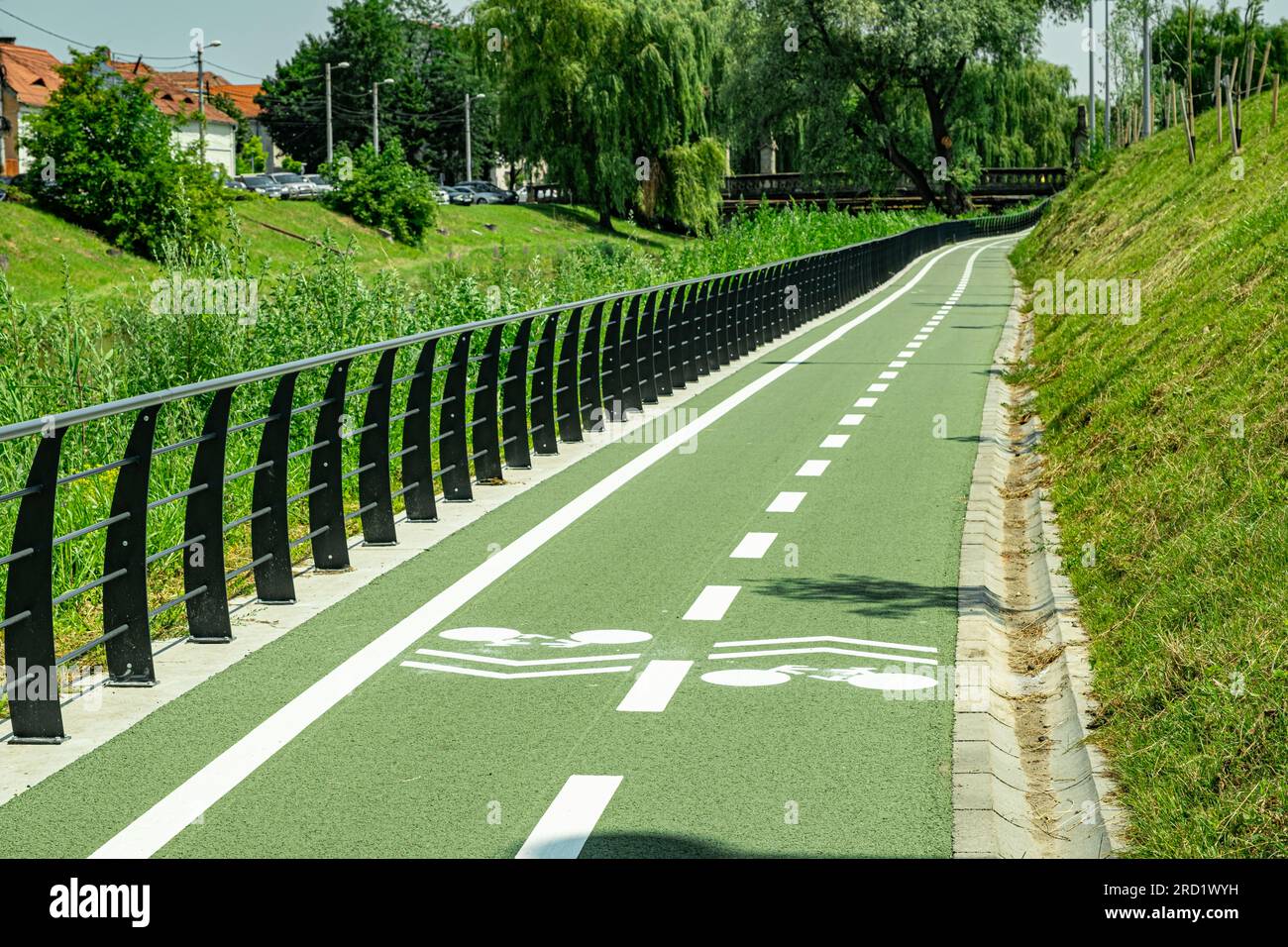 New cyclist paths built in the modern city for ecological bicycle ...