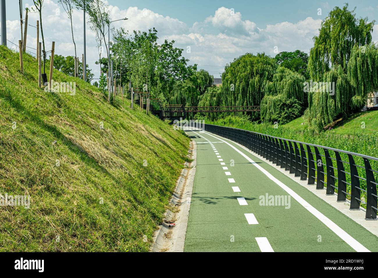 New cyclist paths built in the modern city for ecological bicycle ...