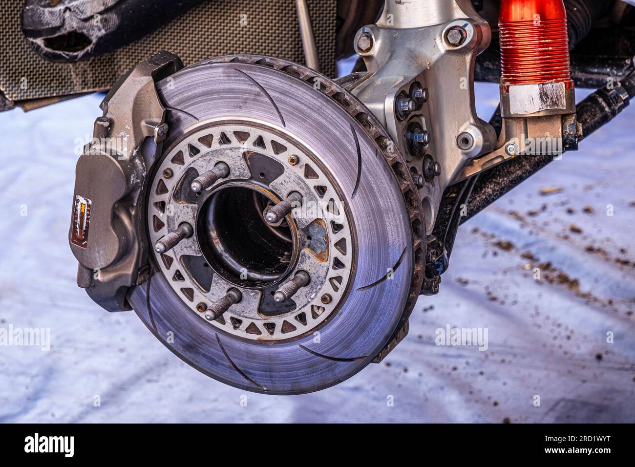 Rally race car brake system detail close up Stock Photo - Alamy