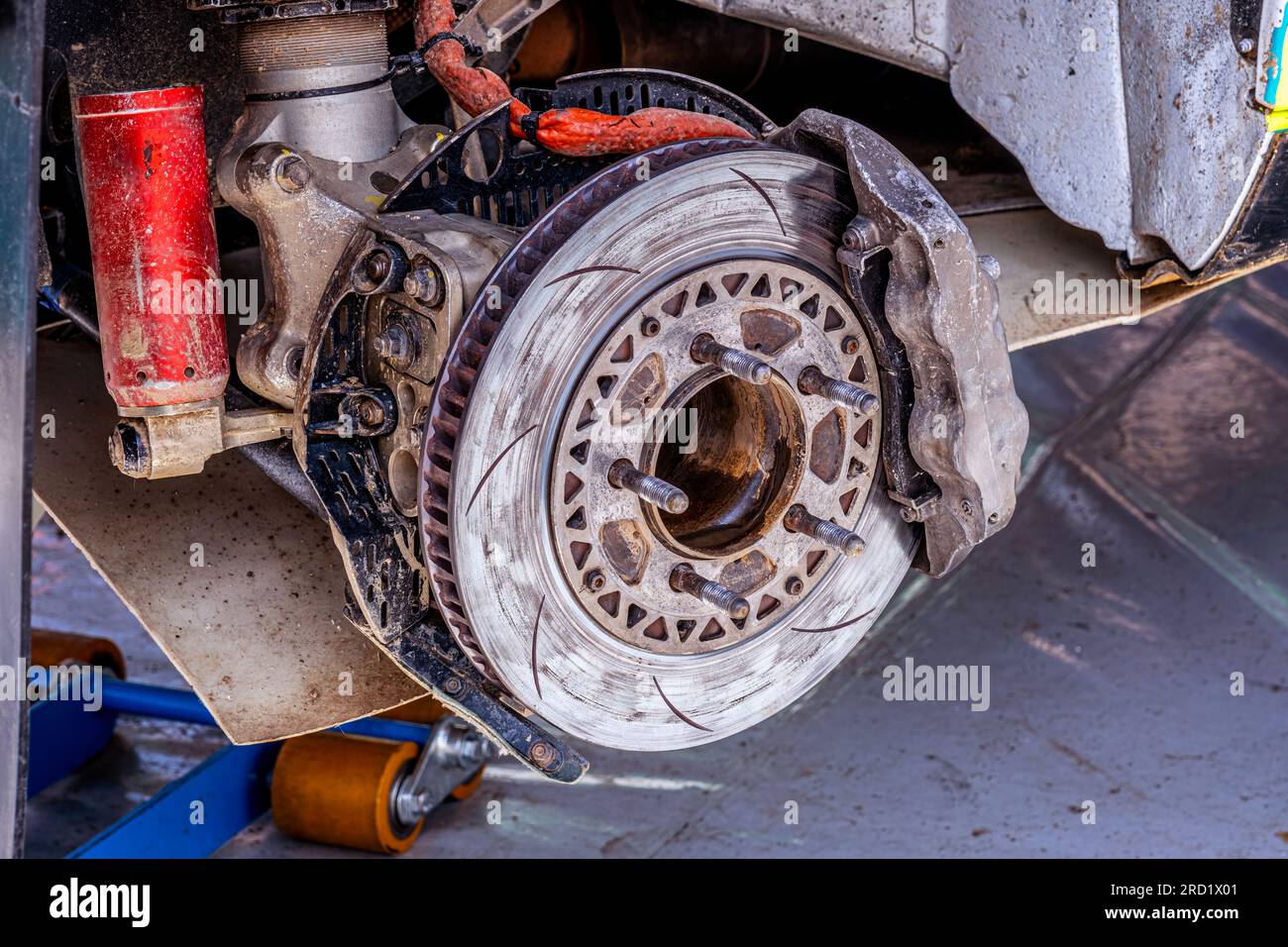 Rally race car brake system detail close up Stock Photo - Alamy