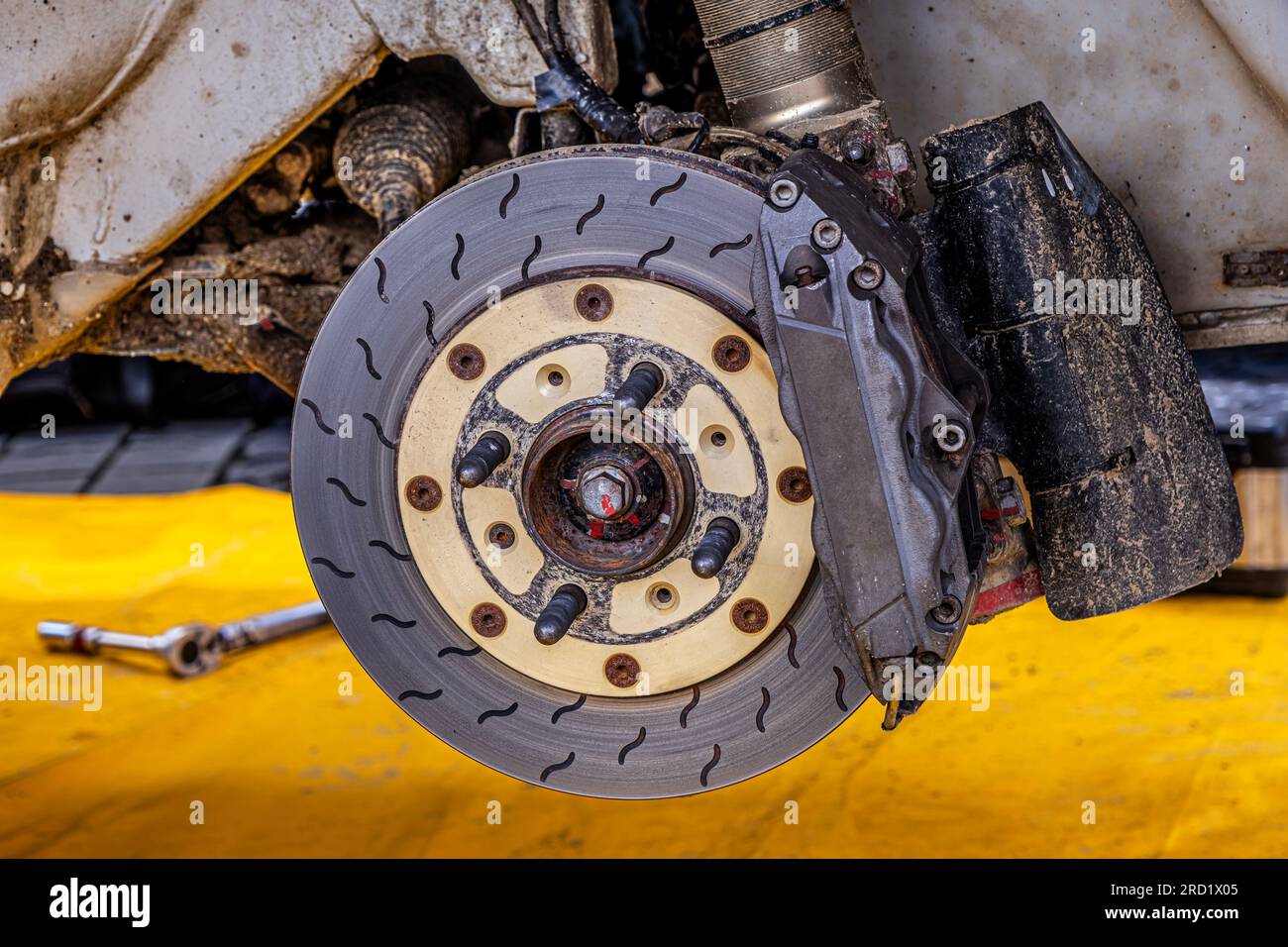 Rally race car brake system detail close up Stock Photo - Alamy