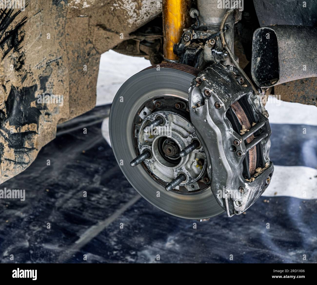 Rally race car brake system detail close up Stock Photo - Alamy