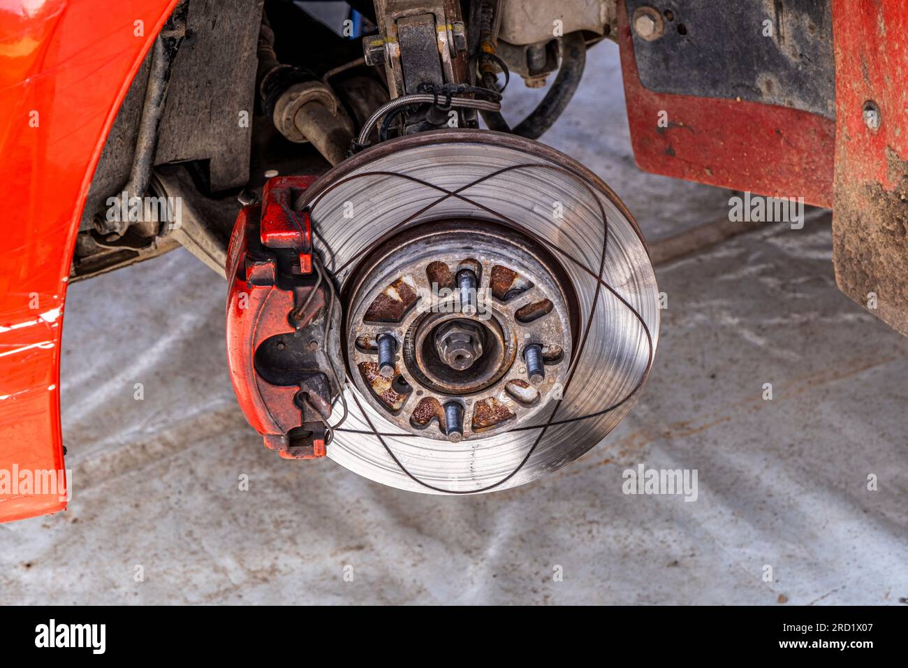 Rally race car brake system detail close up Stock Photo - Alamy