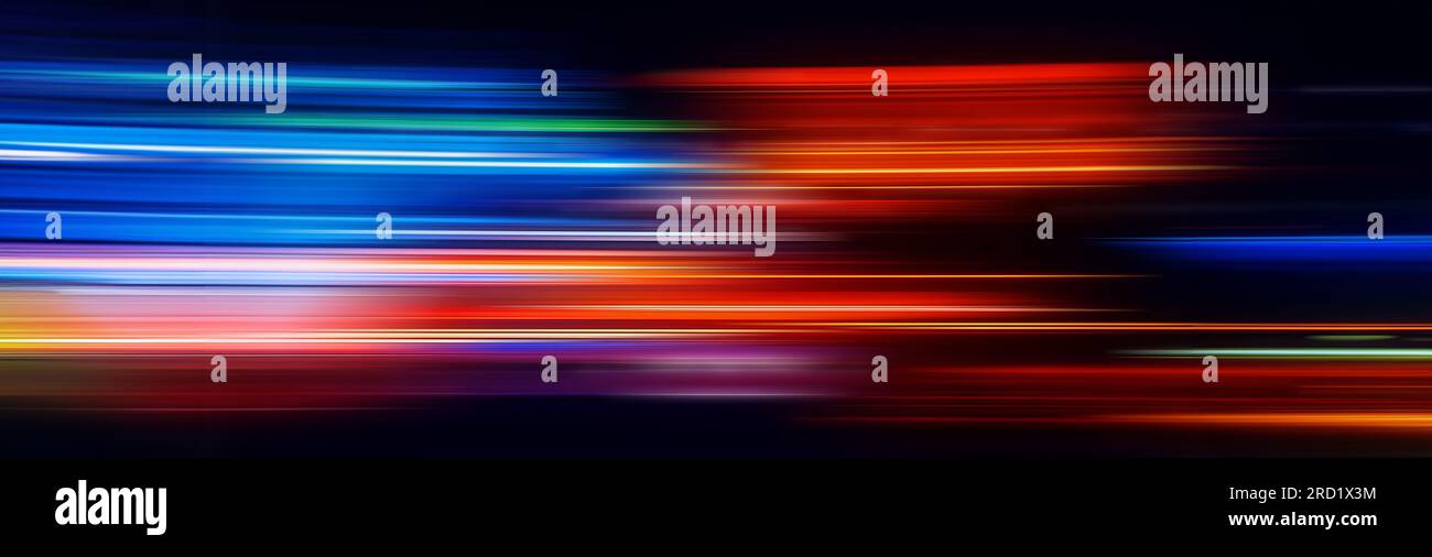 Abstract Rainbow light trails on the dark background Stock Photo - Alamy